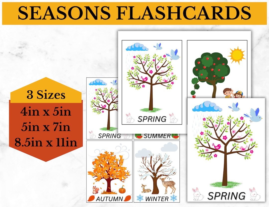Seasons, Flashcards, Spring, Summer, Autumn, Fall, Winter, Posters ...
