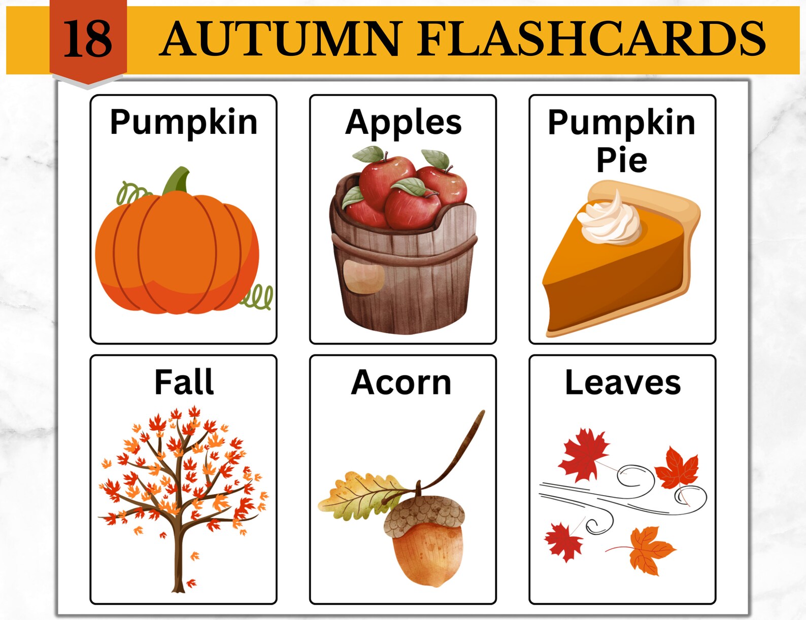 Autumn, Fall Flashcards, Vocabulary, October, November, Halloween ...