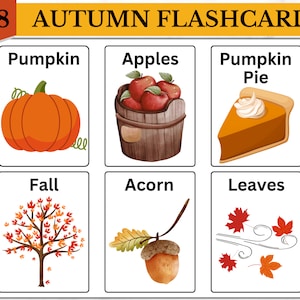 Autumn, Fall Flashcards, Vocabulary, October, November, Halloween ...