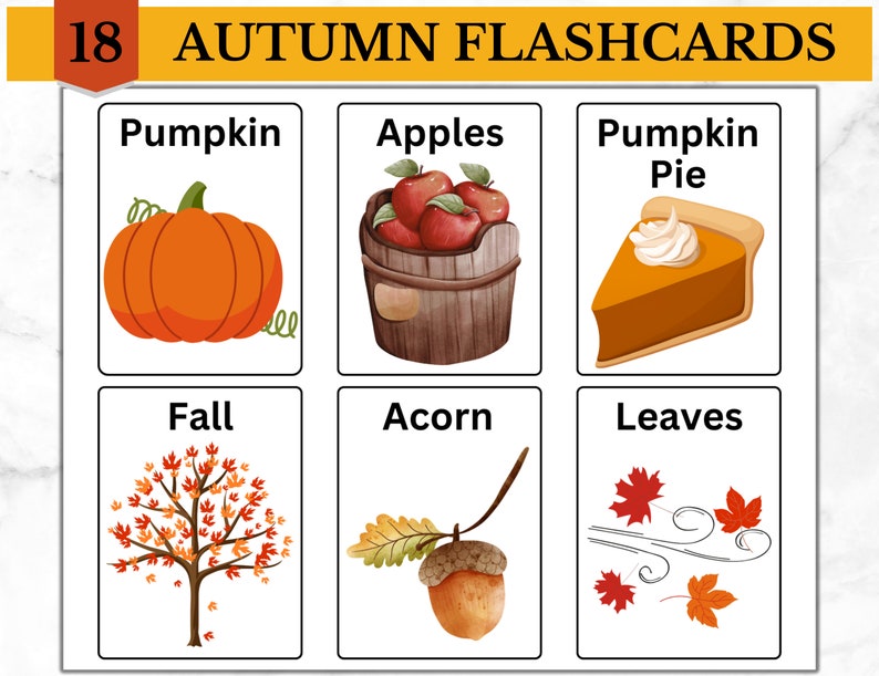 Autumn, Fall Flashcards, Vocabulary, October, November, Halloween ...