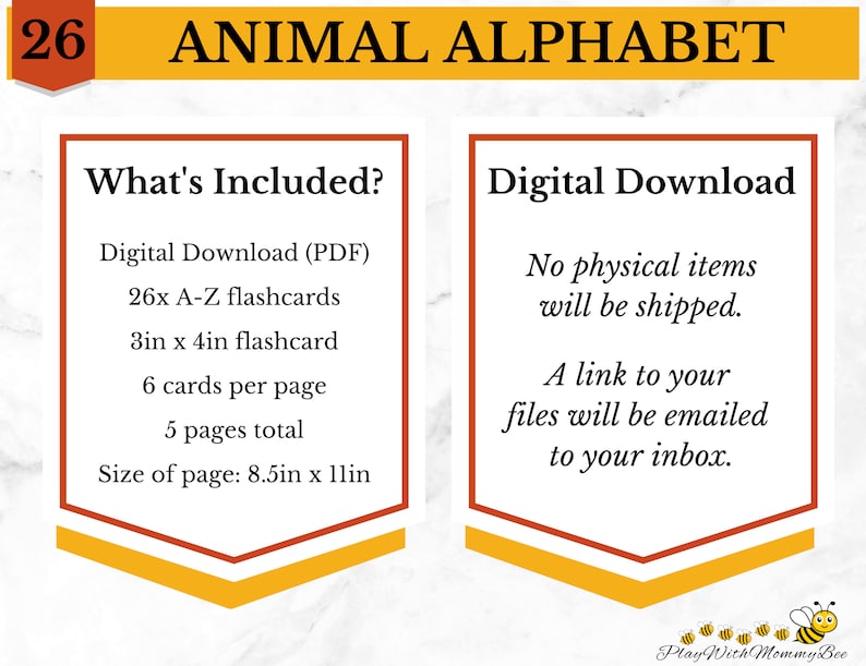 Animal Alphabet Flashcards, Printable ABC, Educational, Preschool ...