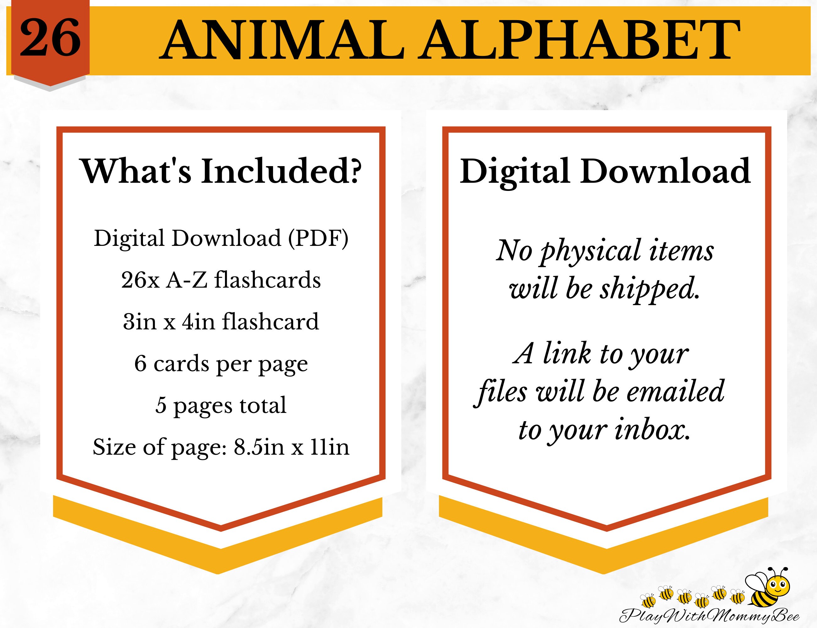 Animal Alphabet Flashcards, Printable ABC, Educational, Preschool ...