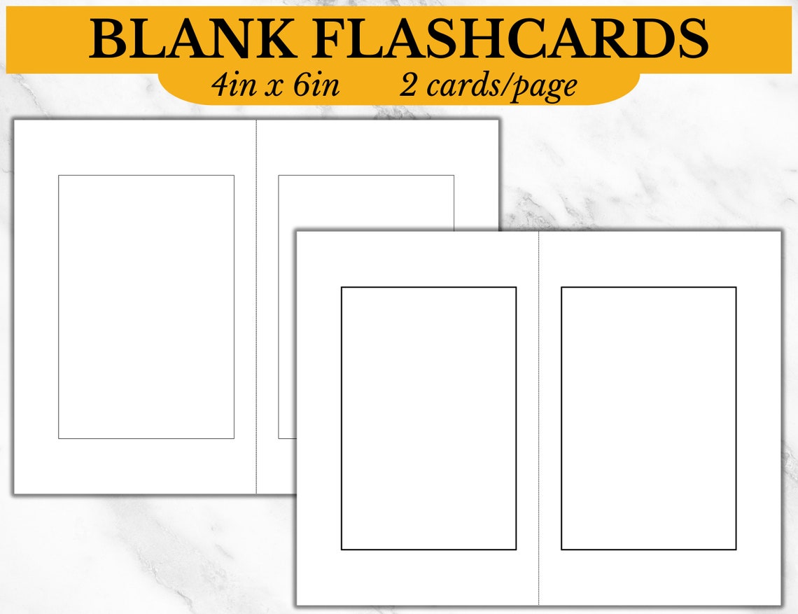 Blank Flashcard, Printable, 4x6, Simple, Learning Flashcard, Homeschool ...