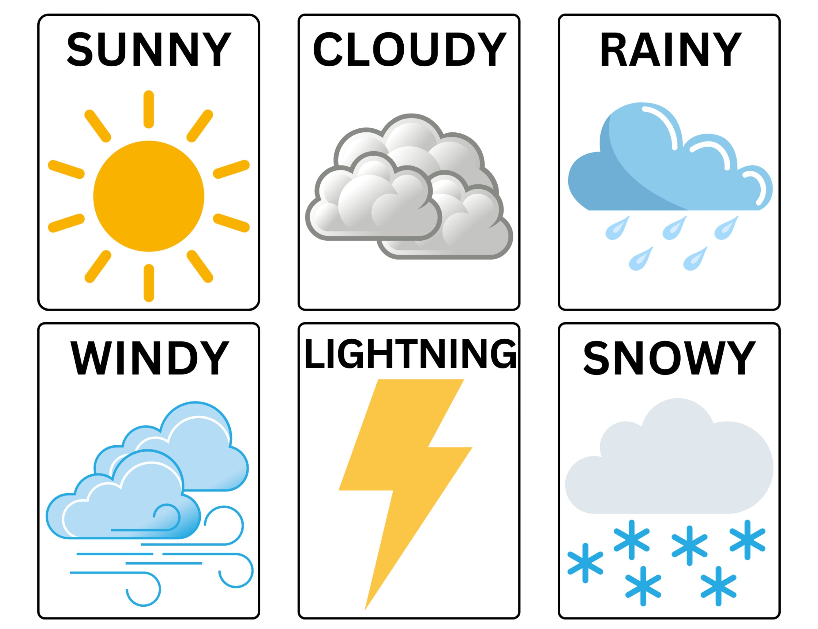 Weather Flashcards, Printable Weather Educational, Preschool ...