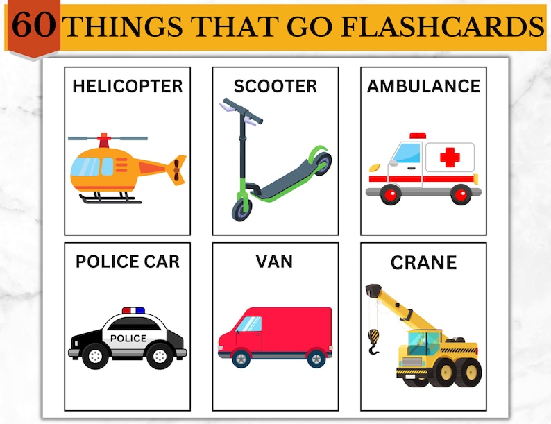 Things That Go, Flashcards, Vehicles, Transportation, Construction ...