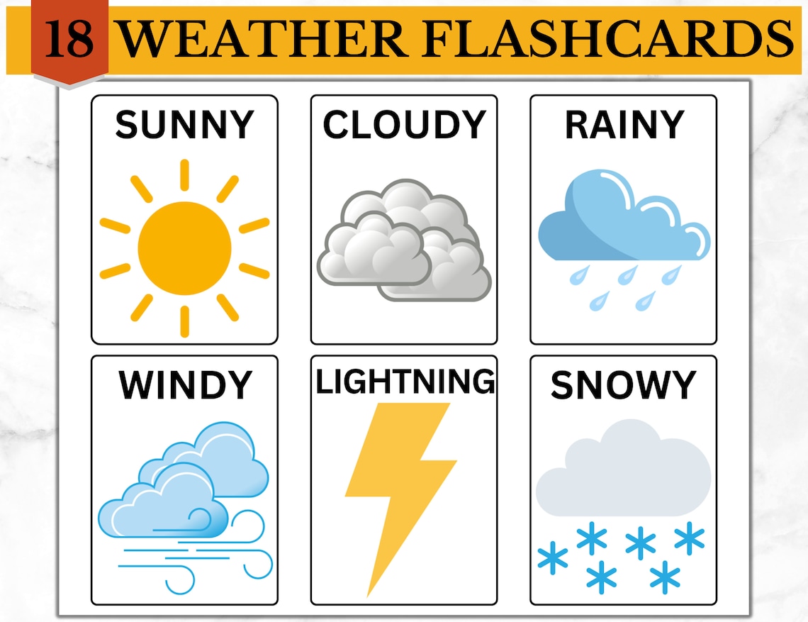 Weather Flashcards, Printable Weather Educational, Preschool ...