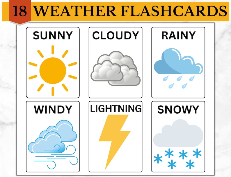 Weather Flashcards, Printable Weather Educational, Preschool ...