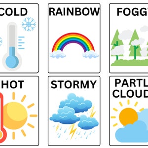 Weather Flashcards, Printable Weather Educational, Preschool ...
