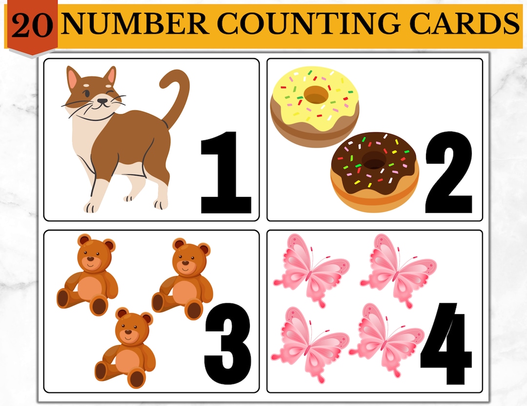 1-20 Number Counting Flashcards, Printable, Educational, Preschool ...