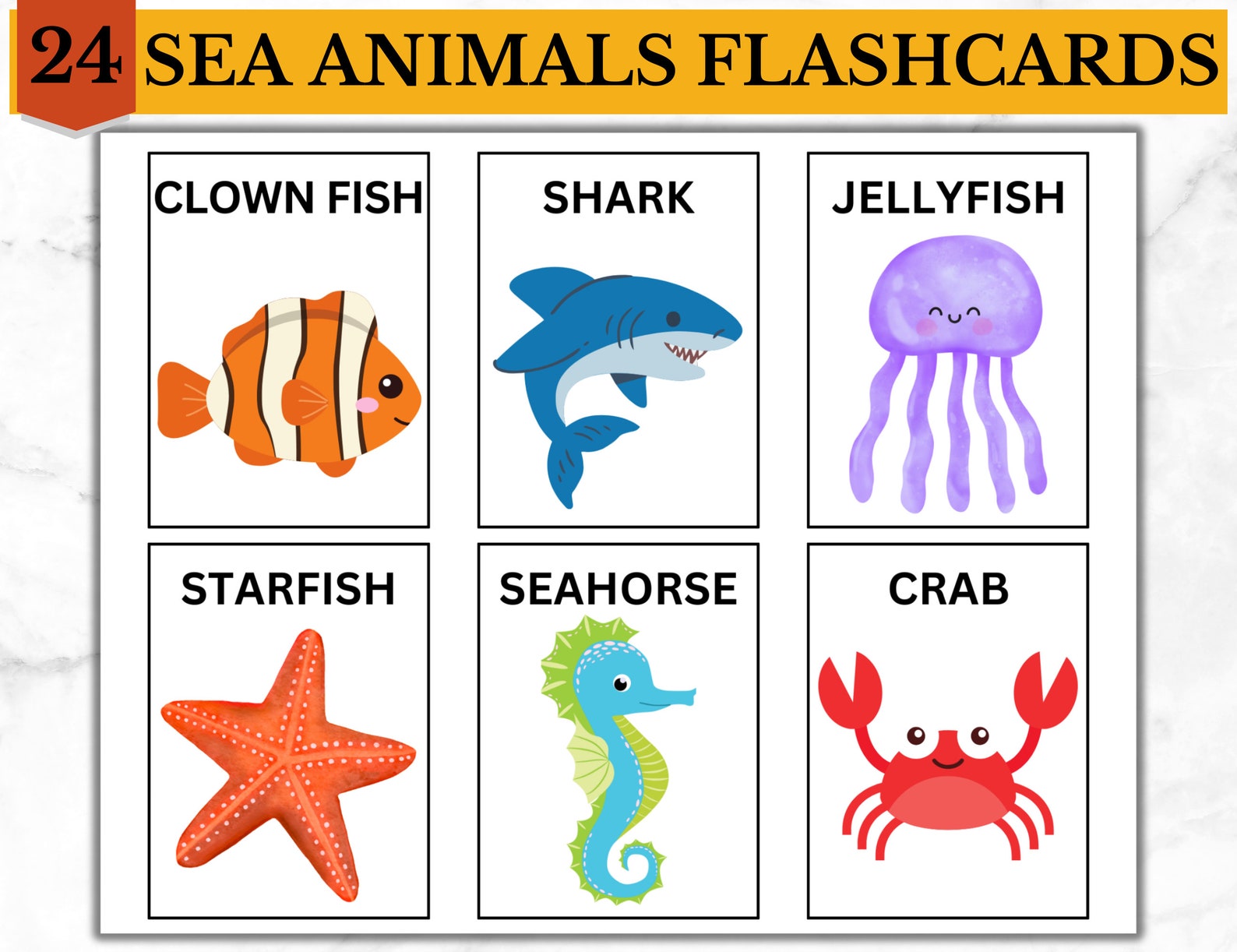 Sea Animals, Flashcards, Aquatic, Marine, Water, Ocean, Preschool ...
