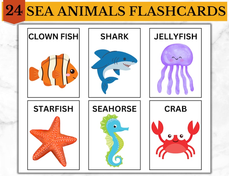 Sea Animals, Flashcards, Aquatic, Marine, Water, Ocean, Preschool ...