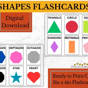 Shapes Flashcards Forms Figures Geometric Educational - Etsy