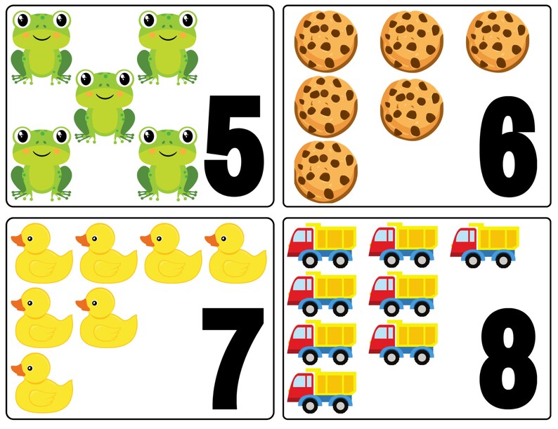 1-20 Tarjetas didácticas de conteo de números Imprimibles - Etsy México