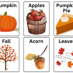 Autumn, Fall Flashcards, Vocabulary, October, November, Halloween ...