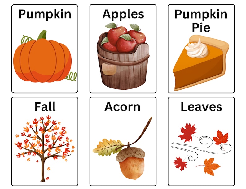 Autumn, Fall Flashcards, Vocabulary, October, November, Halloween ...