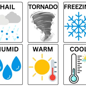 Weather Flashcards, Printable Weather Educational, Preschool ...
