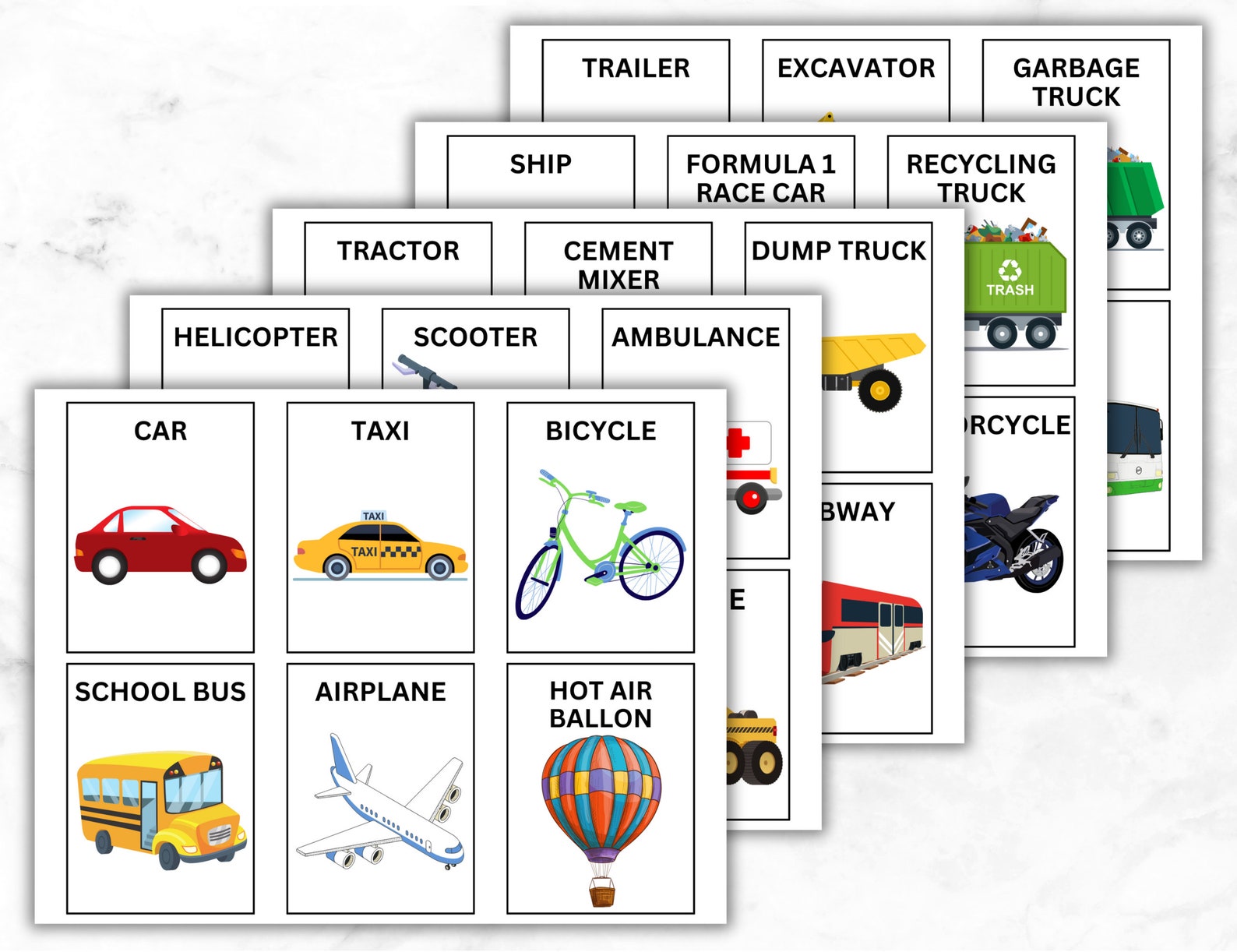 Things That Go, Flashcards, Vehicles, Transportation, Construction ...