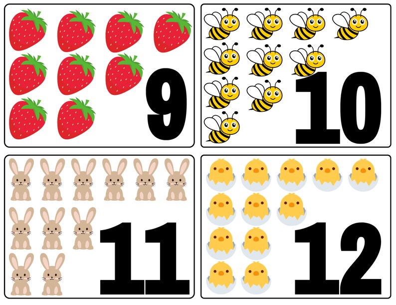 1-20 Tarjetas didácticas de conteo de números, Imprimibles, Educativas ...