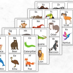 Animal Alphabet Flashcards, Printable ABC, Educational, Preschool ...