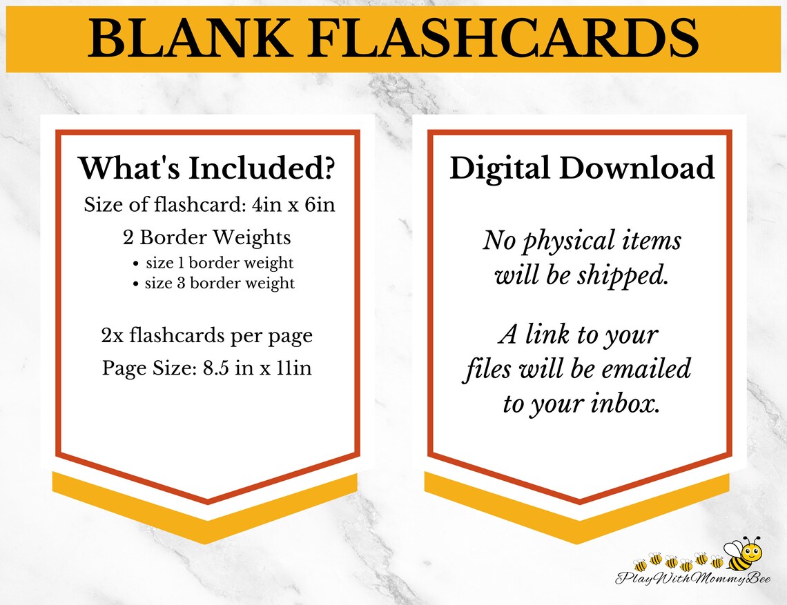 Blank Flashcard, Printable, 4x6, Simple, Learning Flashcard, Homeschool ...