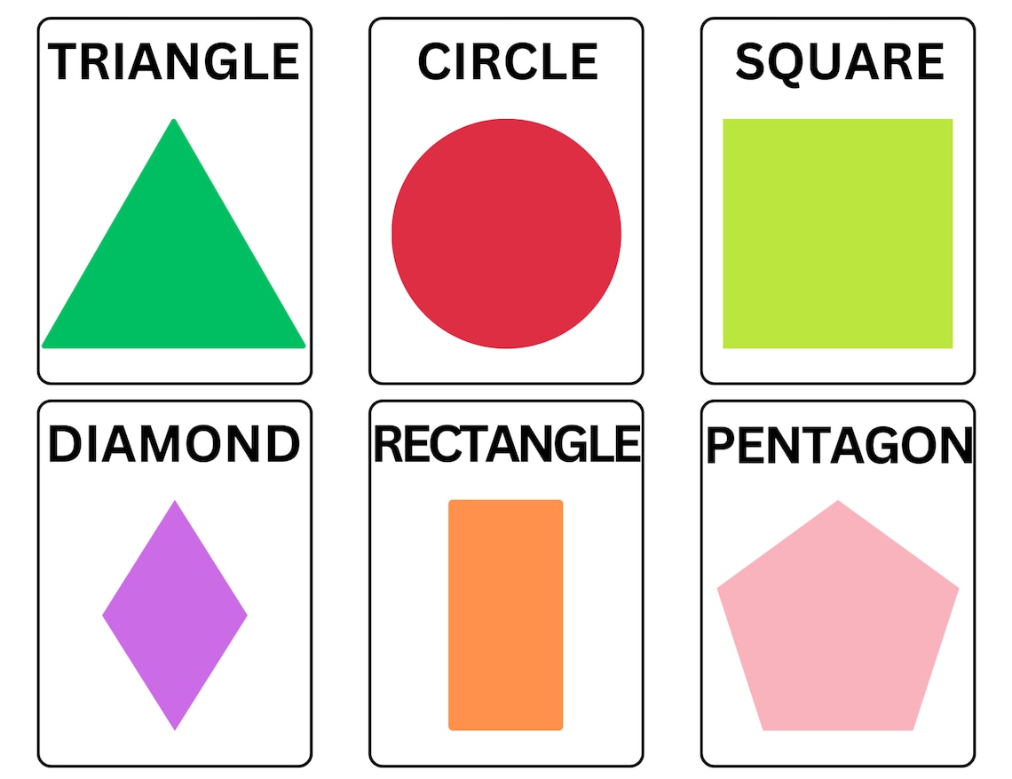 Shapes Flashcards, Forms, Figures, Geometric, Educational, Preschool ...