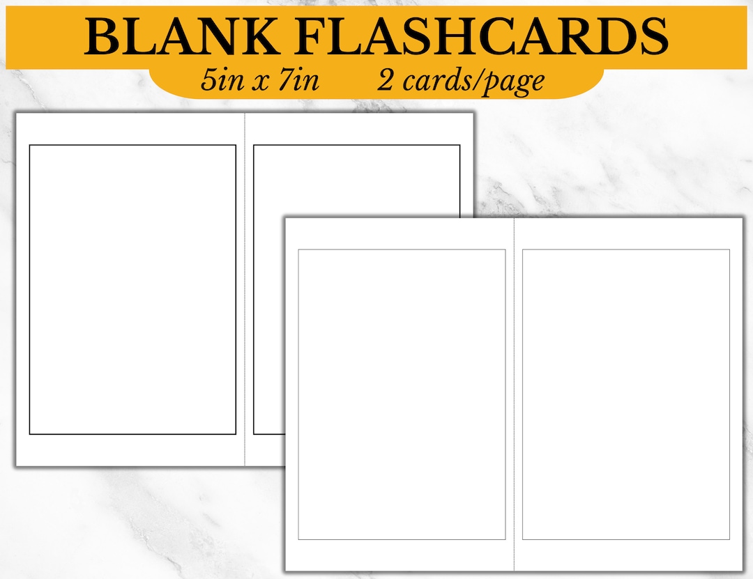Blank Flashcard, Printable, 5x7, Simple, Learning Flashcard, Homeschool ...