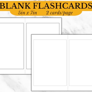 Blank Flashcard, Printable, 5x7, Simple, Learning Flashcard, Homeschool ...