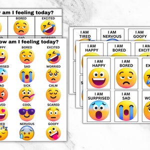 Feelings Chart, EMOJI, Poster, Flashcards, How Am I Feeling, Mood ...