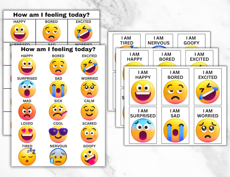 Feelings Chart, EMOJI, Poster, Flashcards, How Am I Feeling, Mood ...