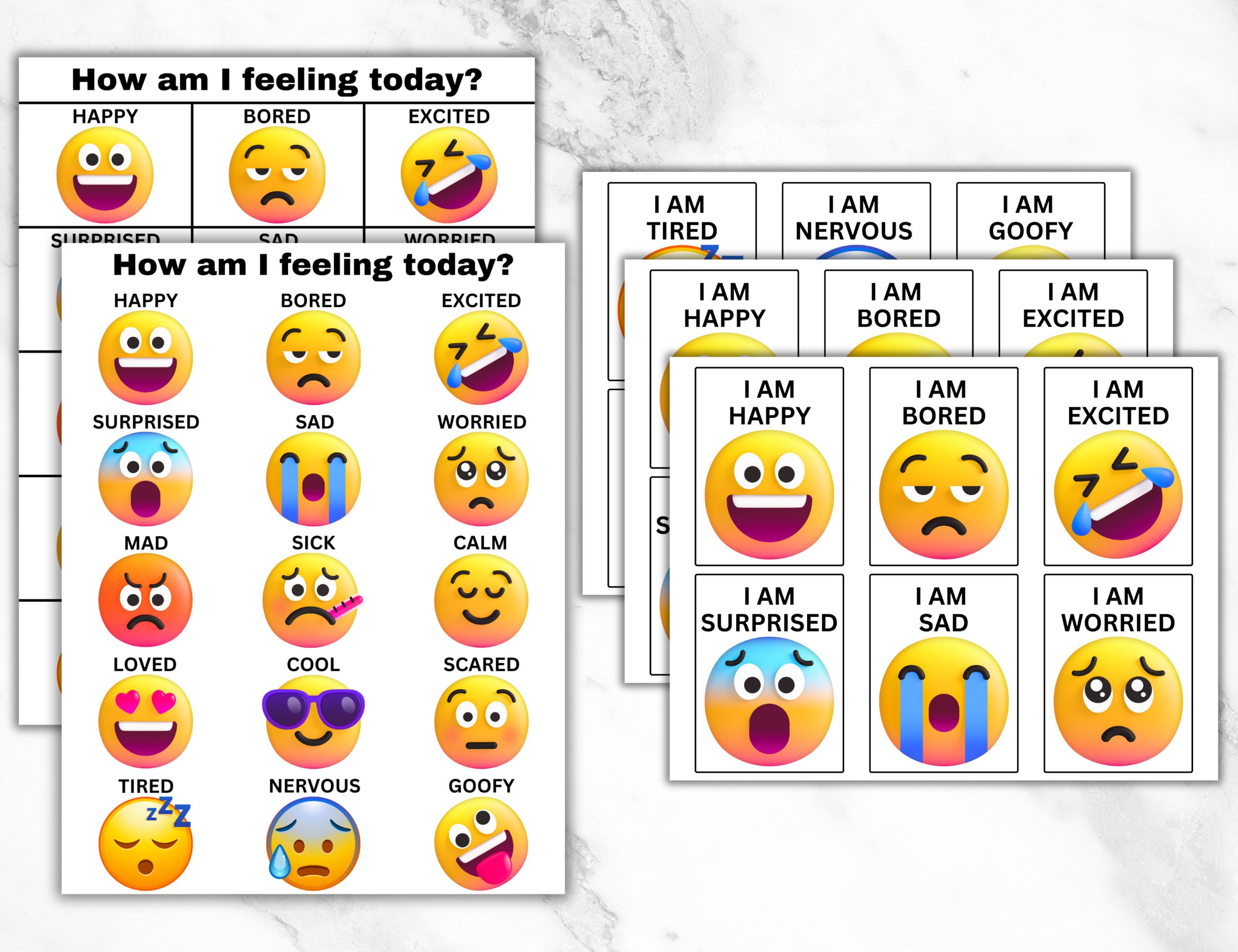 Feelings Chart, EMOJI, Poster, Flashcards, How Am I Feeling, Mood ...