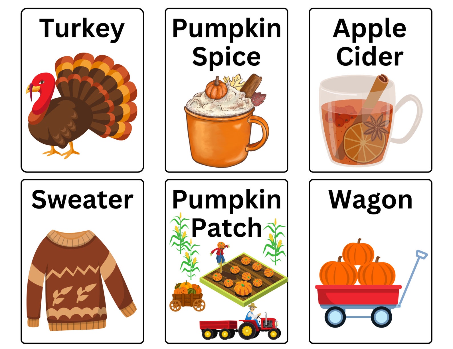Autumn, Fall Flashcards, Vocabulary, October, November, Halloween ...