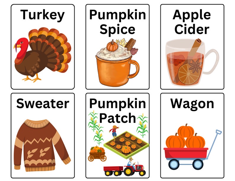 Autumn, Fall Flashcards, Vocabulary, October, November, Halloween ...