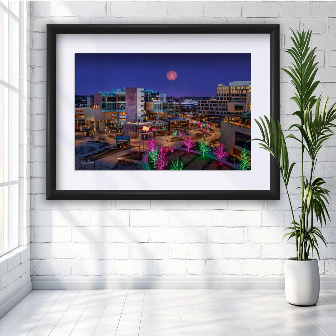Boise Idaho Nightscape Photography Print: Full Moon JUMP Building Wall ...