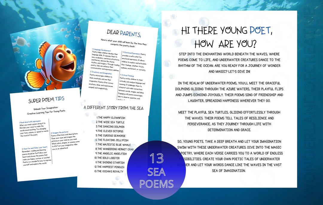 13 Ocean Poems for Kids Fun & Educational Sea-themed Poetry Collection ...