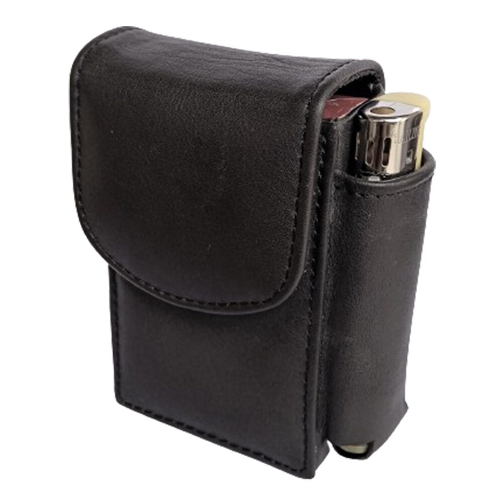 Leather Cigarette Case and Lighter Holder for Men & Women Snap Closure ...