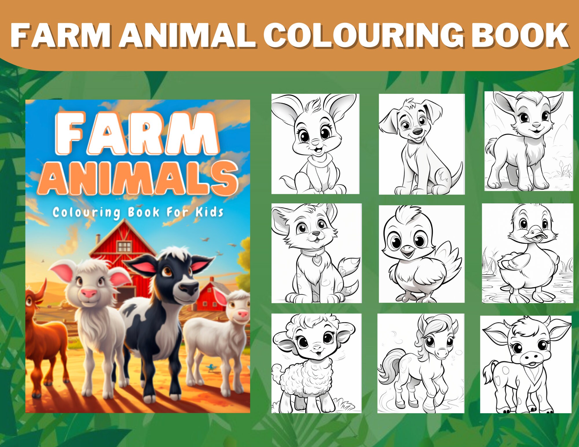 Farm Animal Colouring Book | 24 Colouring Sheets | Colouring Book for ...