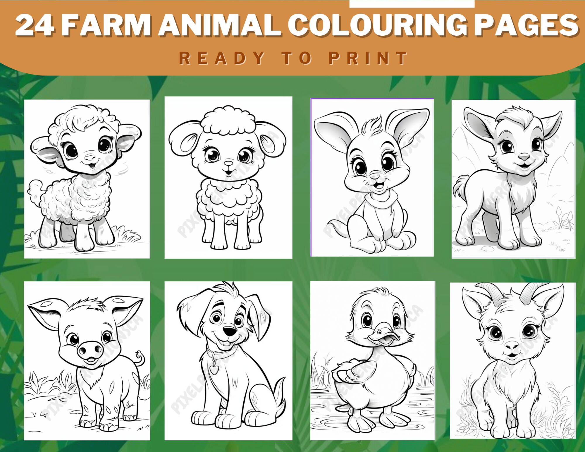 Farm Animal Colouring Book | 24 Colouring Sheets | Colouring Book for ...