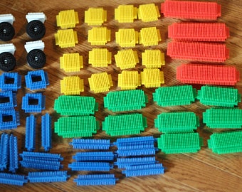 Playskool Bristle Blocks 64 Piece Set Vintage 1970's Toy Blocks Vintage ...
