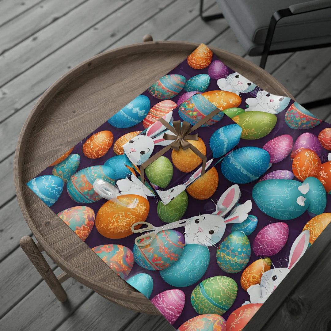 Easter Wrapping Paper, Easter Gift Wrap, Easter Bunny, Easter Basket ...
