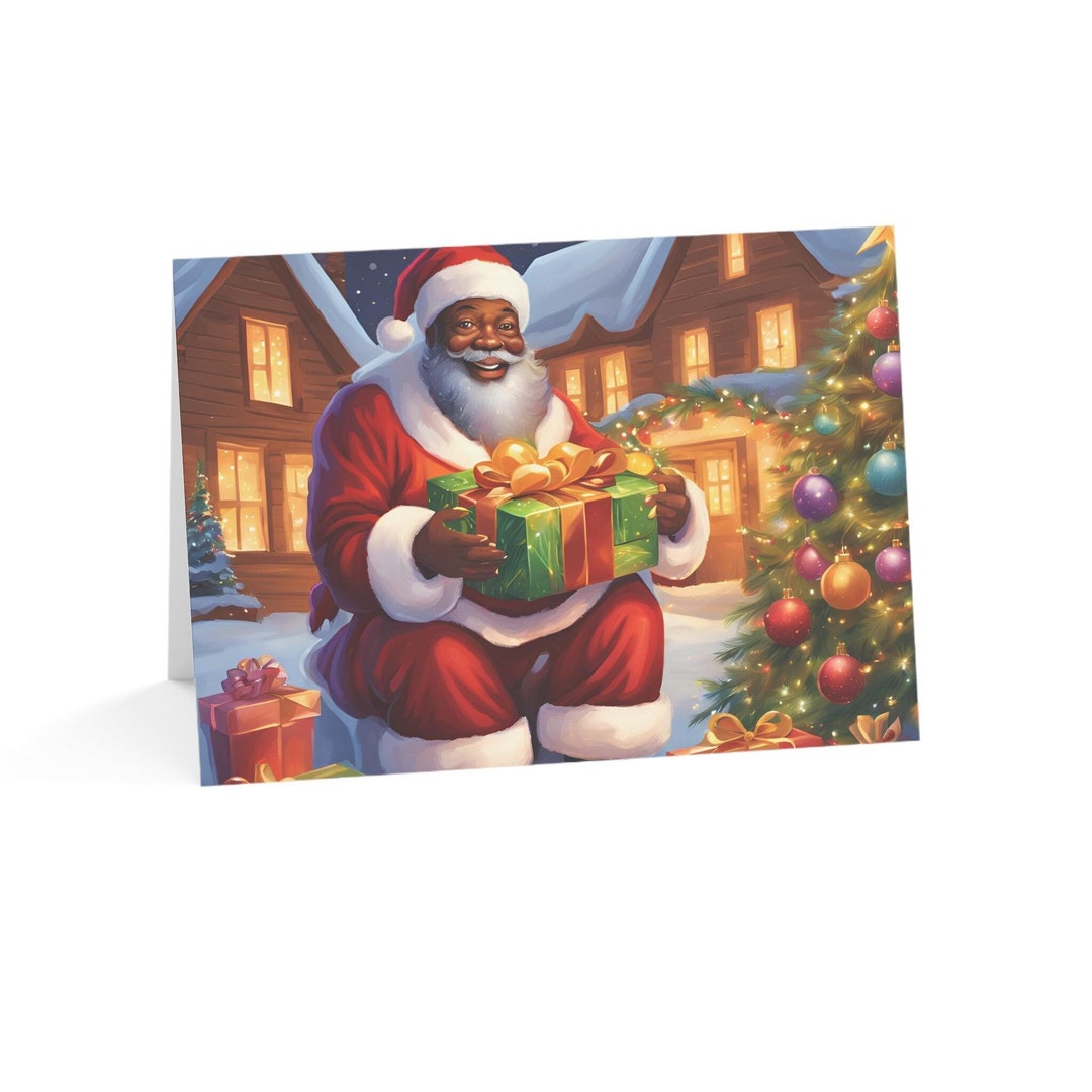 Black Santa Christmas Cards, African American Christmas Cards, Ethnic ...