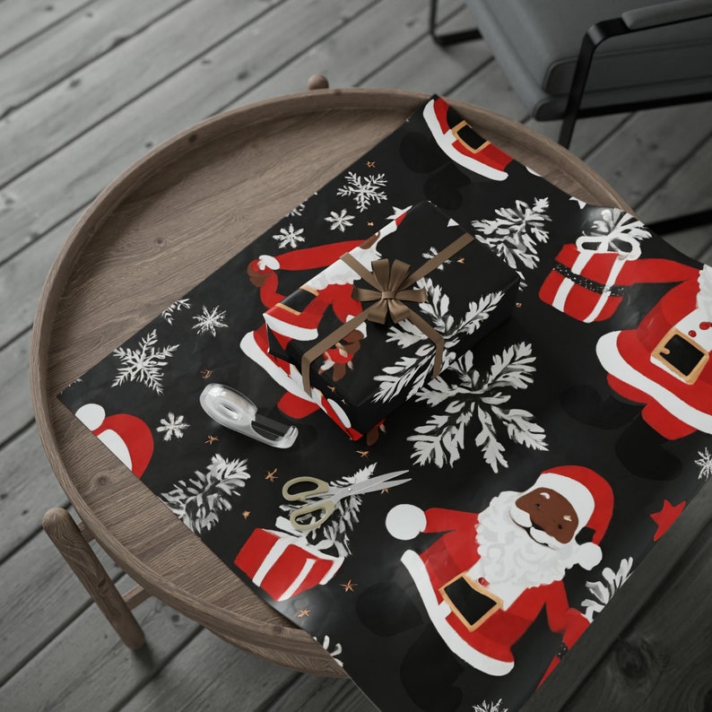 Black Santa Wrapping Paper, Black Santa Gift Wrap, Ethnic Wrapping ...