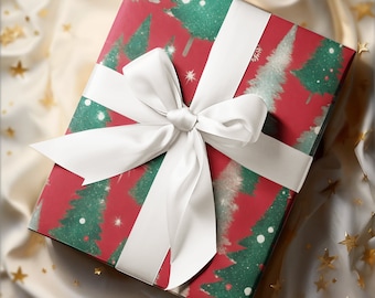 Christmas Gift Wrap, Poinsettia Flowers Wrapping Paper, Holiday Gift ...