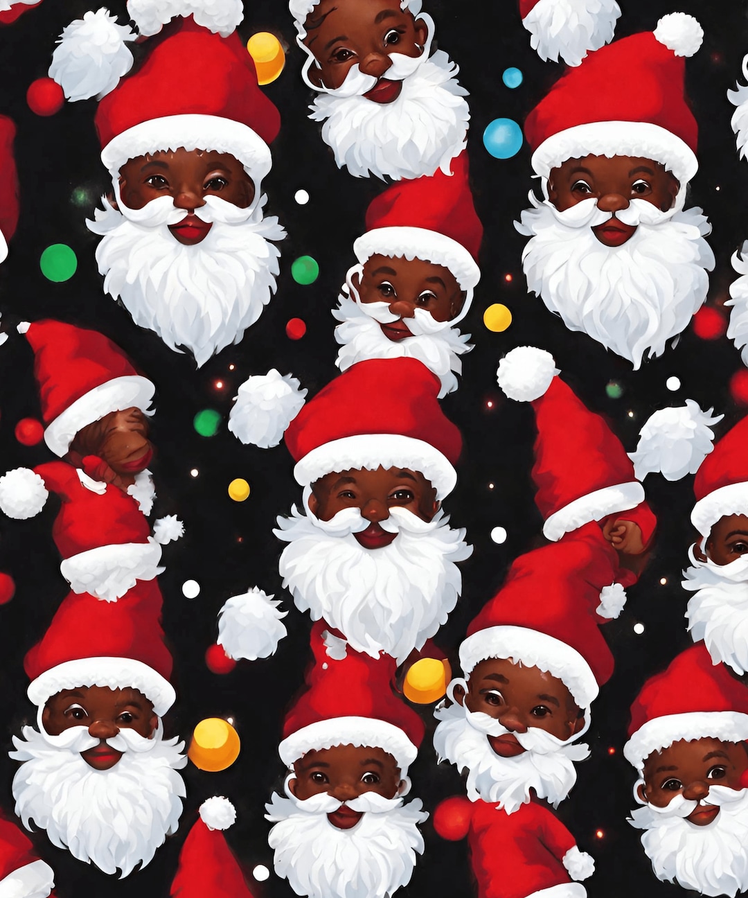 Black Santa Wrapping Paper for the Holidaysunique Gift Wrap for ...