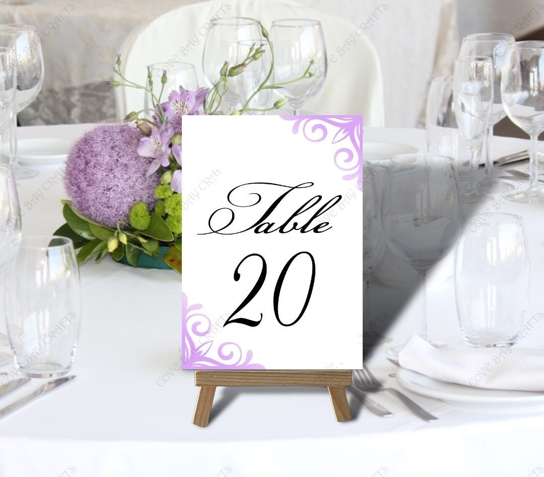 Lavender Wedding Table Number Set Tables 1 to 20 Printable Non Editable ...