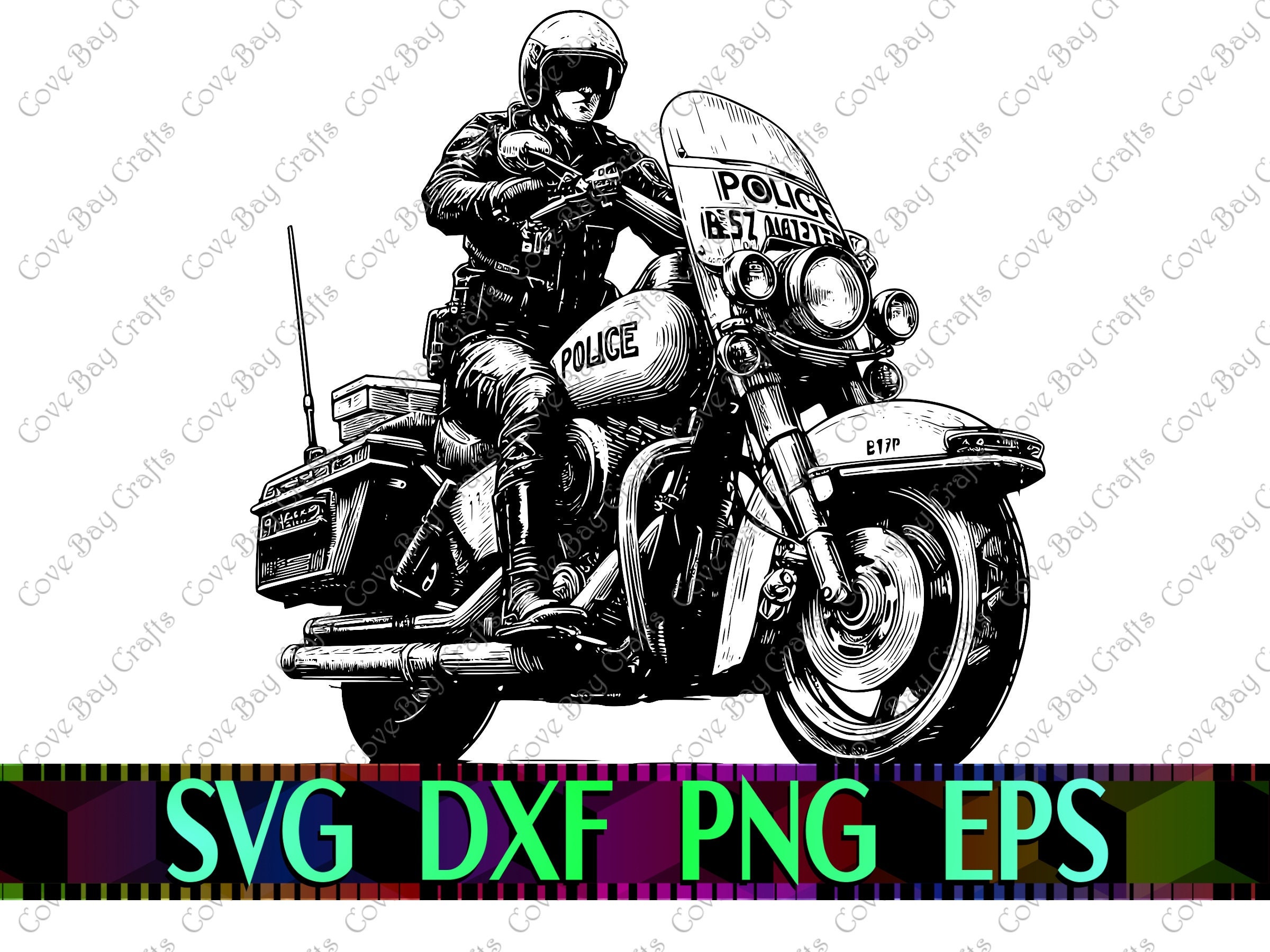 Police Motorbike SVG DXF EPS Png Download, Printable, Editable Vector ...