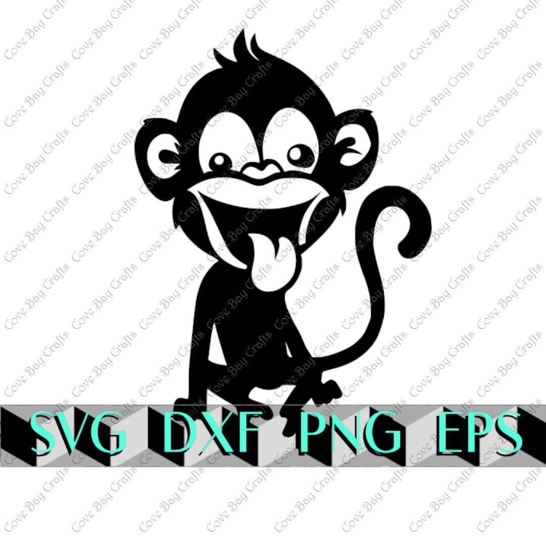 Monkey SVG DXF EPS Png Download, Printable, Cuttable, Editable Vector ...
