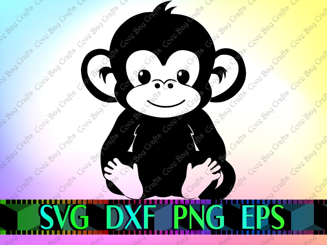 Baby Chimp Monkey SVG DXF EPS Png Download, Printable, Cuttable ...