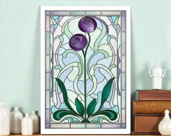 Charles Rennie Mackintosh Inspired Glasgow Rose Design Print NO FRAME ...