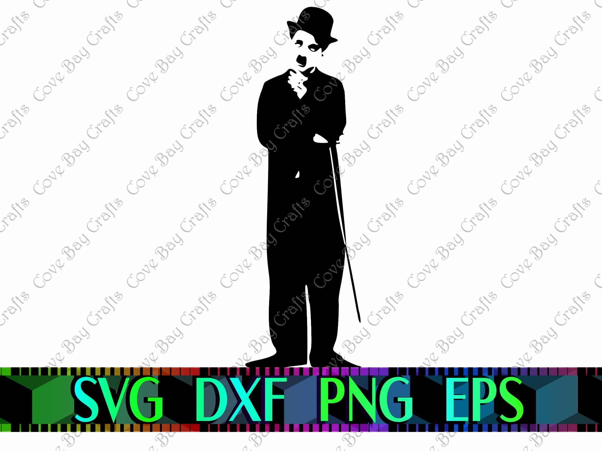 Charlie Chaplin SVG DXF EPS Png Download, Printable, Cuttable, Editable ...