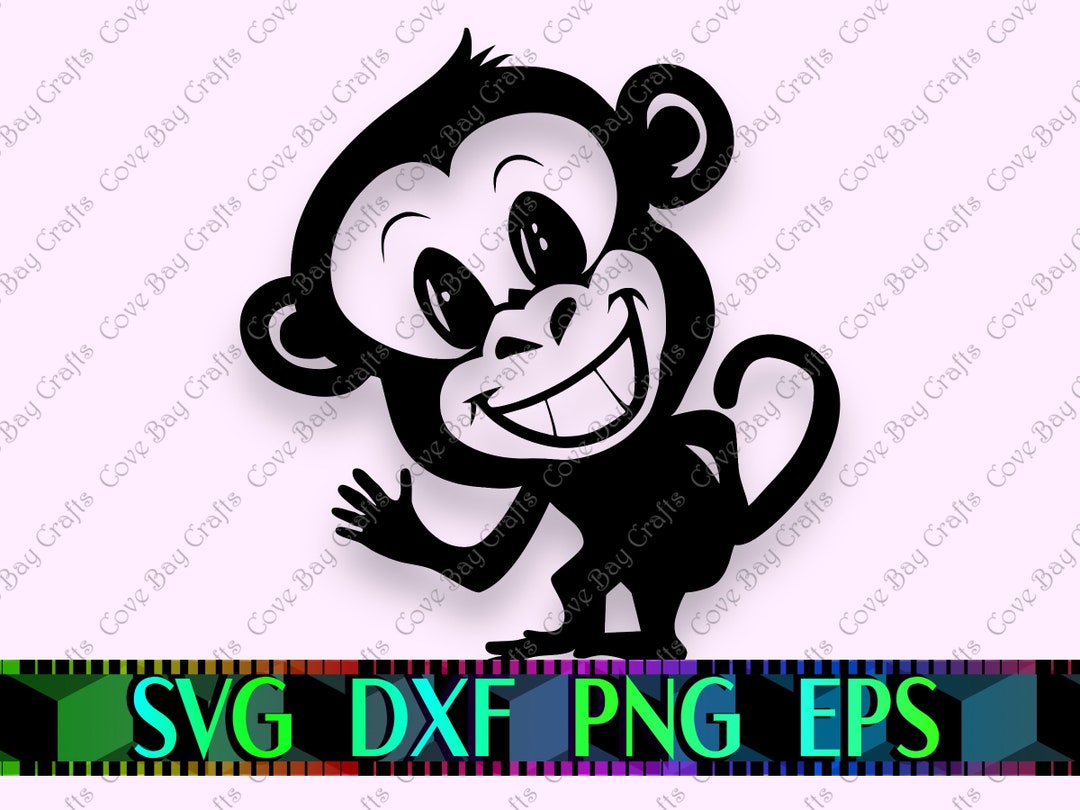 Monkey SVG DXF EPS Png Download, Printable, Cuttable, Editable Vector ...
